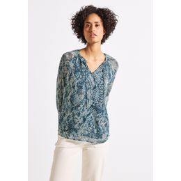 Street One Damen Langarmbluse, blau, Gr. 38, Stoff, Obermaterial: 100% Polyester; Futter: 100% Modal, Blusen, mit allover Print