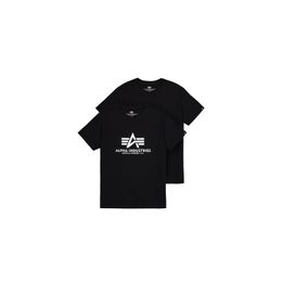 Herren T-Shirt "Basic T-Shirt BL 2 Pack", schwarz, Gr. S, Alpha Industries, Obermaterial: 100% Baumwolle, Shirts