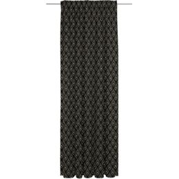 Vorhang Adam, B:142cm H:255cm, schwarz-wei&szlig;, Jacquard, Baumwolle, Wohnzimmer, Gardinen, "Feathers", aus 100% Bio-Baumwolle