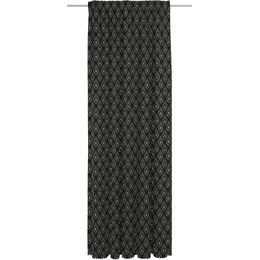 Vorhang Adam, B:142cm H:175cm, schwarz-wei&szlig;, Jacquard, Baumwolle, Wohnzimmer, Gardinen, "Feathers", aus 100% Bio-Baumwolle