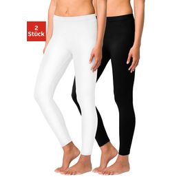 Vivance ACTIVE Damen Leggings, Gr. 32, schwarz-wei&szlig;, Single Jersey, Obermaterial: 95% Baumwolle, 5% Elasthan, unifarben, Basic, Hosen, mit Gummibund,