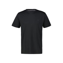 Lerros Herren T-Shirt, schwarz, Gr. L, unifarben, Single Jersey, Obermaterial: 95% Baumwolle, 5% Elasthan, Shirts, mit Logo Stickerei