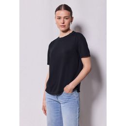 Damen T-Shirt, blau, Gr. 36, STREET ONE STUDIO, unifarben, Stoff, 60% Viskose, 40% Polyester, Shirts, aus elastischem Materialmix