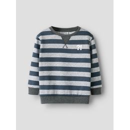 name it Jungen Sweatshirt "NMMOVILLO LS NREG SWE BRU BF", grau, Gr. 116, gestreift, Sweatware, Obermaterial: 70% Baumwolle, 30% Polyester, Sweatshirts
