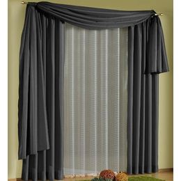 Gardine WIRTH, B:135cm H:145cm, schwarz, Polyester, Wohnzimmer, Gardinen, "Daria"