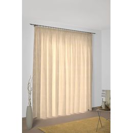 Vorhang WIRTH, B:135cm H:175cm, beige, Jacquard, Baumwolle, Polyacryl, Wohnzimmer, Gardinen, "Swift"