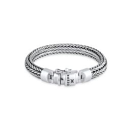Kuzzoi Herren Armband "Herren Kastenverschluss Zopfglieder 925er Silber", 21cm, ohne Stein, Silber 925 (Sterlingsilber), silber, Silber 925