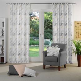 Vorhang WIRTH, B:132cm H:175cm, grau, Jacquard, Baumwolle, Polyester, Wohnzimmer, Gardinen, "Bray"