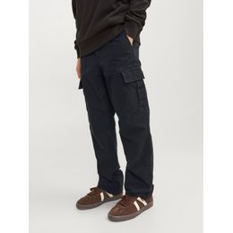 Jack & Jones Jungen Cargohose "JPSTKANE praktisch, pflegeleicht, l&auml;ssig", schwarz, Gr. 140, JACK & JONES JUNIOR, unifarben, Web, Obermaterial: 100% Baumwolle,
