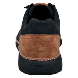 Bugatti Herren Slip-On Sneaker, Gr. 40, schwarz, Lederimitat, kontrastfarbene Details, Schuhe, Halbschuh, Freizeitsneaker mit Perforation, elastische