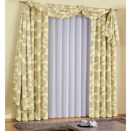 Vorhang WIRTH, B:135cm H:175cm, beige, Polyester, Wohnzimmer, Gardinen, "Angie"