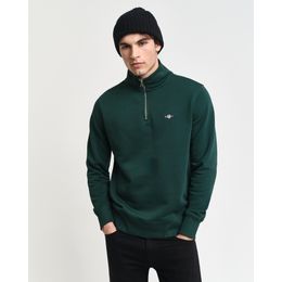 Gant Herren Sweatshirt "REG SHIELD HALF ZIP SWEAT", gr&uuml;n, Gr. L, Sweatware, Obermaterial: 87% Baumwolle, 13% Polyester, Sweatshirts, mit