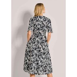 Madeleine Mode MADELEINE Damen Midikleid "Wickelkleid Sommerkleid mit G&uuml;rtel, in Wickelform", schwarz, Modern, Gr. 36, Obermaterial: 100% Baumwolle CO., Kleider