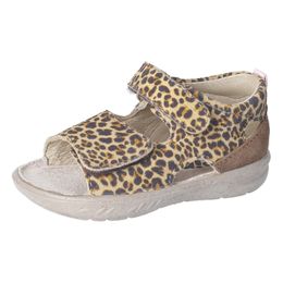 Baby Lauflernschuh "Banu WMS: mittel", Pepino BY RICOSTA, Gr. 22, braun, Leder, animal-print, Schuhe, Sandalette mit Klett und Animal Print,