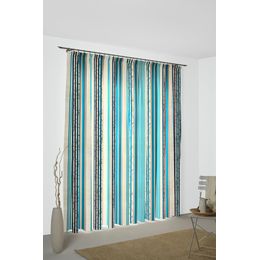 Vorhang WIRTH, B:132cm H:145cm, blau, Jacquard, Polyester, Wohnzimmer, Gardinen, "Soliera"