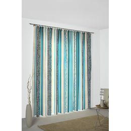 Vorhang WIRTH, B:132cm H:225cm, blau, Jacquard, Polyester, Wohnzimmer, Gardinen, "Soliera"