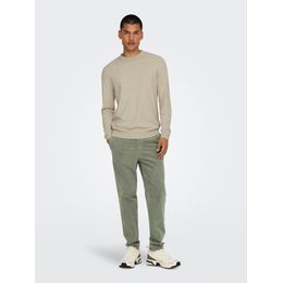 Only & Sons ONLY & SONS Herren Strickpullover "ONSLOUI REG 12 MEL CREW KNIT NOOS", beige, Gr. XXL, meliert, Strick, Obermaterial: 60% Baumwolle, 20% Nylon, 20%