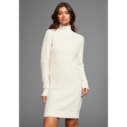Laura Scott Damen Strickkleid, beige, Gr. 38, Zopfmuster, clean, unifarben, Strick, Obermaterial: 50% Baumwolle, 50% Polyacryl, Kleider, mit