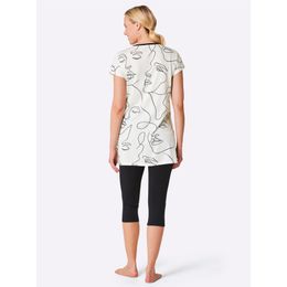 w&auml;schepur W&Auml;SCHEPUR Damen Capri-Pyjama, Gr. 36, schwarz-wei&szlig;, 50% Baumwolle, 50% Viskose, Unterteil:48% Baumwolle, 4% Elasthan, 48% Viskose, Homewear-Sets