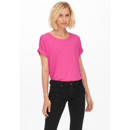 Only Damen T-Shirt "ONLMOSTER – Kurzarmshirt mit Aufschlag und klassischem Look", rosa, Gr. XS, unifarben, Jersey, Obermaterial: 75% Viskose, 20%