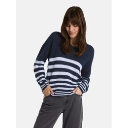 LIEBLINGSST&Uuml;CK LIEBLINGSST&Uuml;CK Damen Strickpullover "Baberina", blau, Gr. 44, gemustert, gestreift, mehrfarbig, Strick, Obermaterial: 50% Alpaka, 28% Polyester, 22%