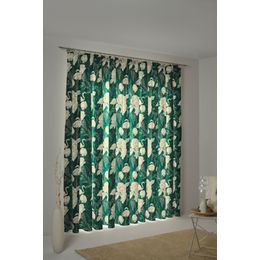 Vorhang Adam, B:145cm H:225cm, gr&uuml;n, Jacquard, Baumwolle (Bio-Baumwolle), Wohnzimmer, Gardinen, "Eden", aus 100% Bio-Baumwolle