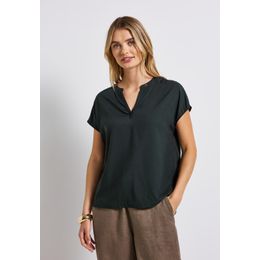 Street One Damen Kurzarmbluse, gr&uuml;n, Gr. 40, unifarben, Stoff, 100% Viskose, Blusen, aus softer Viskose