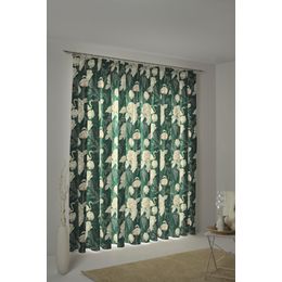 Vorhang Adam, B:145cm H:175cm, gr&uuml;n, Jacquard, Baumwolle (Bio-Baumwolle), Wohnzimmer, Gardinen, "Eden", aus 100% Bio-Baumwolle