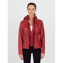 JCC Damen Lederjacke "31020359", rot, Gr. XS, Obermaterial: 100% Leder Lamm; Kapuze: 100% Baumwolle; Lining: 100% Polyester, Jacken