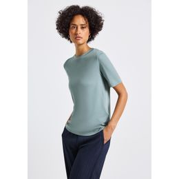 Street One Damen T-Shirt, blau, Gr. 38, unifarben, Web, 50% Baumwolle, 50% Modal, Shirts, im soften Baumwoll-Mix