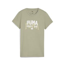 Puma Damen T-Shirt "Grafik Varsity T-Shirt Damen"lux army gr&uuml;n, Gr. XL, bedruckt, Obermaterial: 100% Baumwolle; Rippe: 80% Baumwolle, 20% Polyester,