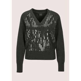 Madeleine Mode MADELEINE Damen Longpullover "Pullover Pullover", silber, Gr. 44, Obermaterial: 100% Schurwolle WV., Pullover