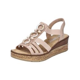 Rieker Damen Keilsandalette "Rieker Sandalen Lederimitat", Gr. 41, rosa, Lederimitat, Schuhe