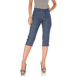 Heine Damen Caprihose, blau, Gr. 48, unifarben, 98% Baumwolle, 2% Elasthan, Hosen