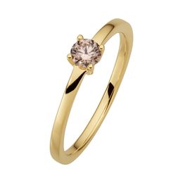 OROLINO Damen Fingerring "585/- Gelbgold glanz 1 Brill. 0,25ct. braun", 054 (17,2), 0,25 P2 = erkennbare Einschl&uuml;sse, Gold, gelb, Gold, Fingerringe