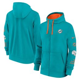 Nike Damen Kapuzenpullover "Nike Hoodie Miami Dolphins Nike Full-Zip Fleece"blau, Gr. L, 82% Baumwolle, 18% Polyester, Pullover