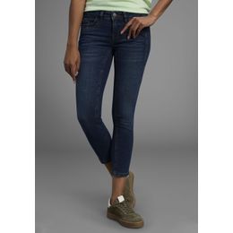 Arizona Damen 7/8-Jeans "mit Keileins&auml;tzen", blau, Basic, Gr. 42, Denim/Jeans, Obermaterial: 76% Baumwolle, 16% Polyester, 7% Viskose, 1% Elasthan,