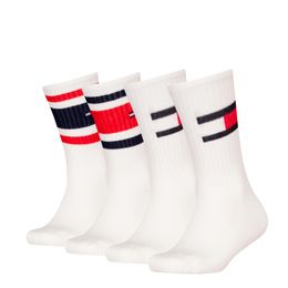 Tommy Hilfiger Damen Socken "TH KIDS SOCK 4P FLAG & SPORT STRIPE ECOM", Gr. 39, wei&szlig;, Baumwolle, Elasthan, Polyamid, Socken, mit verst&auml;rkten