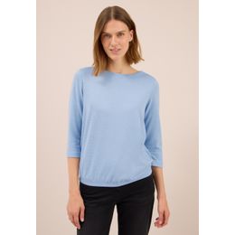 Cecil Damen T-Shirt, blau, Gr. L, unifarben, Stoff, 52% Polyester, 28% Viskose, 15% metallisierte Fasern, 5% Elasthan, Shirts, mit Glitzer-Details