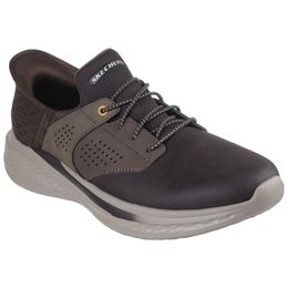 Skechers Herren Slip-On Sneaker "SLADE", Gr. 47,5, braun, Leder, Synthetik, Textil, Schuhe, Komfortschuh mit komfortablem Heel Pillow Fersenkissen