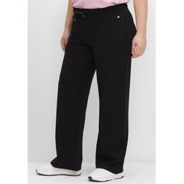 sheego Damen Sporthose, schwarz, Gr. 44, unifarben, 70% Viskose, 26% Polyamid, 4% Elasthan, Hosen