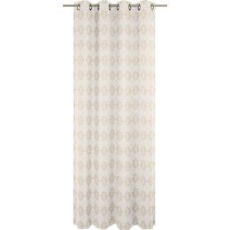Vorhang Adam, B:145cm H:175cm, beige, Jacquard, Baumwolle (Bio-Baumwolle), Wohnzimmer, Gardinen, "Romantic Puligny", aus 100% Bio-Baumwolle
