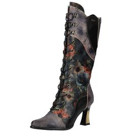 Laura Vita Damen Schn&uuml;rstiefel "Laura Vita Stiefel Leder/Textil", Gr. 40, schwarz, Leder, Textil, Schuhe
