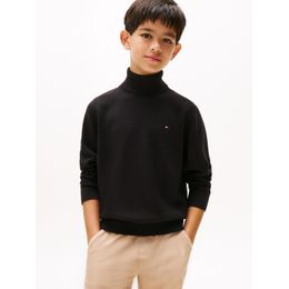 Tommy Hilfiger Jungen Strickpullover "COTTON TURTLE NECK SWEATER", schwarz, Gr. 3, unifarben, Strick, Obermaterial: 100% Baumwolle, Pullover, Kinder