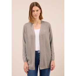 Cecil Damen Longstrickjacke, braun, Gr. XS, unifarben, Web, 60% Baumwolle, 40% Viskose, Strickjacken, im soften Baumwoll-Mix