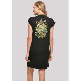 F4NT4STIC Damen Shirtkleid "Blumen Muster grün", schwarz, Gr. L, Obermaterial: 100% Baumwolle, Kleider, Print