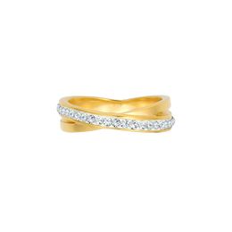 Elli Damen Fingerring "Wickelring Zart 925 Silber, mit Kristallen von Swarovski", 52mm,mit Steinen, Silber 925 (Sterlingsilber), 6,5mmgold, Silber