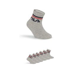 Fila M&auml;dchen Kurzsocken "JUNIOR UNISEX QUARTER PLAIN SOCKS", Gr. 27, grau, Baumwollmischung, Socken, mit eingestricktem Logo im B&uuml;ndchen, Kindersocken