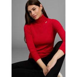 Bruno Banani Damen Rollkragenpullover, rot, Basic, Gr. 36, clean, unifarben, Feinstrick, Obermaterial: 70% Viskose, 30% Polyamid, Pullover, mit