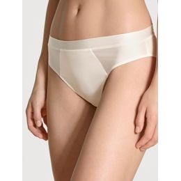 Calida Damen Slip "Cate", Gr. XS, wei&szlig;, Single Jersey, Obermaterial: 92% Baumwolle, 8% Elasthan, unifarben, Unterhosen, schimmernde Satin-Blende,